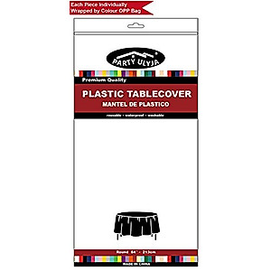 White Plastic Tablecloths 2 Pack Disposable Table Covers 84 Inch Circle Bridal Shower Party Tablecovers PEVA Solid Table Cloths for BBQ Picnic Birthday Wedding Banquet Parties 6 ft Round Table Use