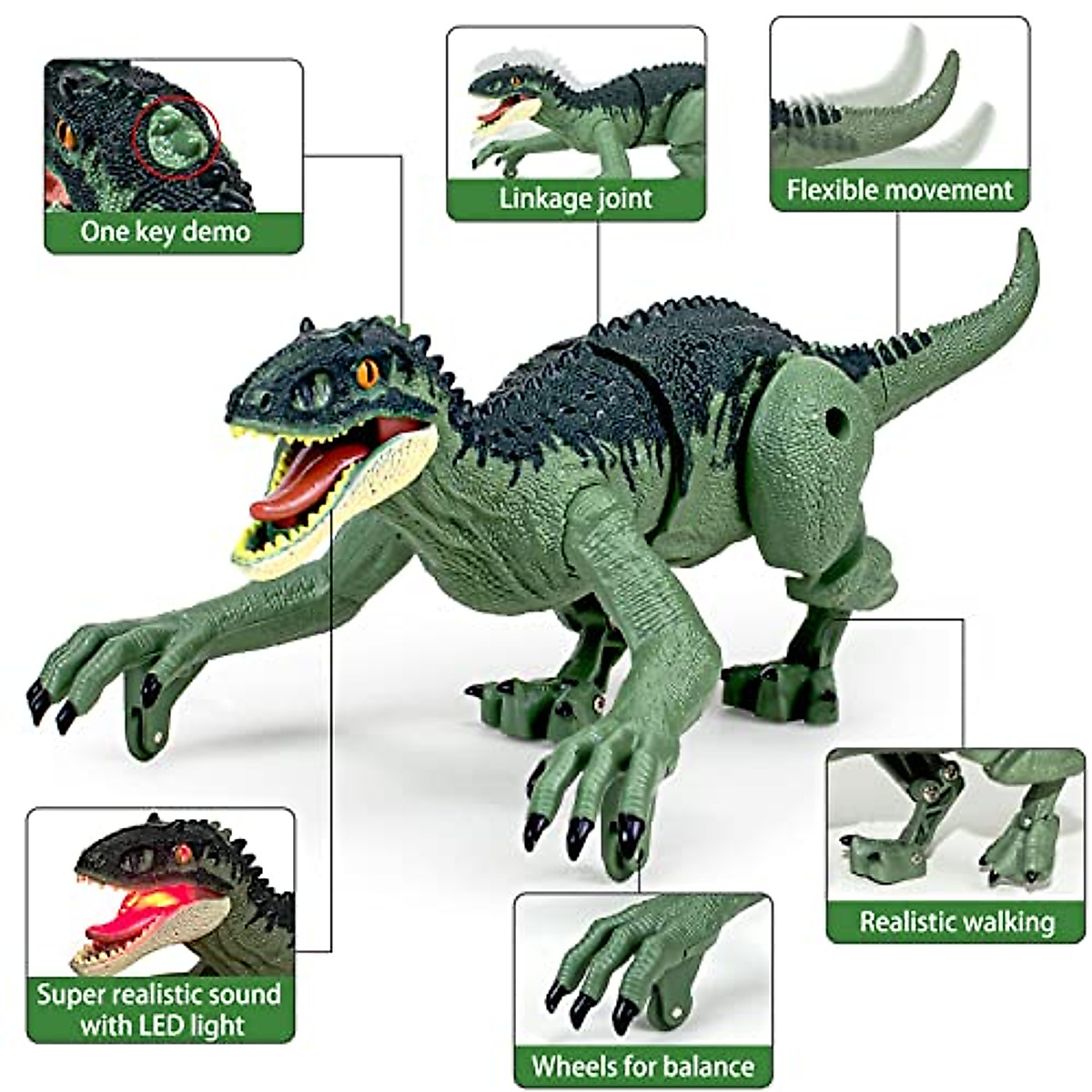 RC Dinosaur Toys for Kids,Electronic Robot Remote Control Dinosaurs Toy with Light Up & Growling Sounds & Walking,Dinosaur Robot Toy Birthday Gift for 3 4 5 6 Ages Boys Girls