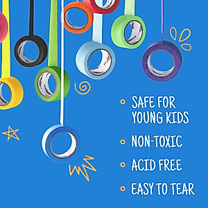 Craftzilla Colored Masking Tape – 6 Roll Multi Pack – 180 Feet x 1 Inch of Colorful Craft Tape – Vibrant Rainbow Colored Painters Tape – Great for Arts & Crafts, Labeling and Color-Coding