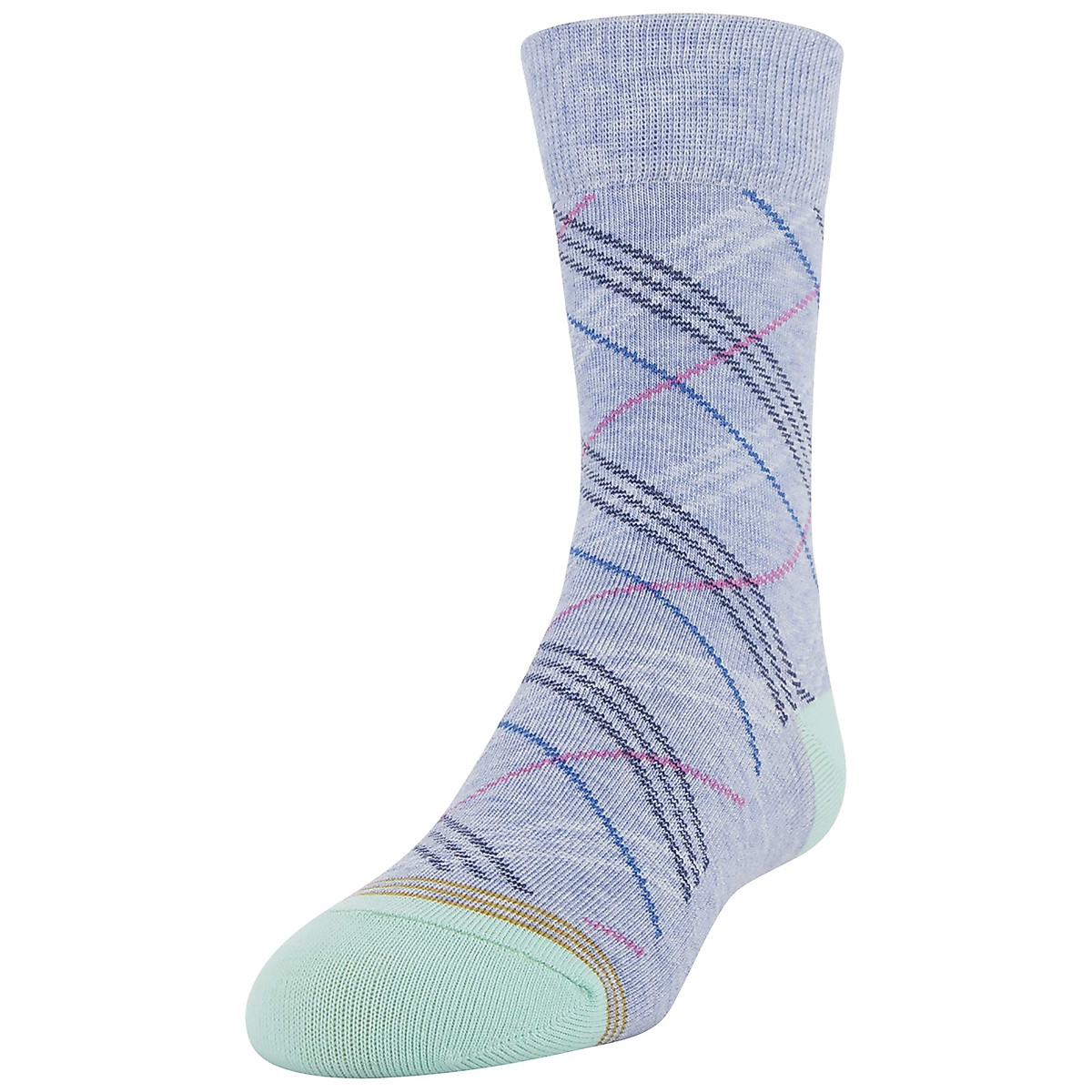 Gold Toe Boy's Dress Crew Socks, 3 Pairs, Peacoat/Grey Heather/Red, Shoe Size: 3-9