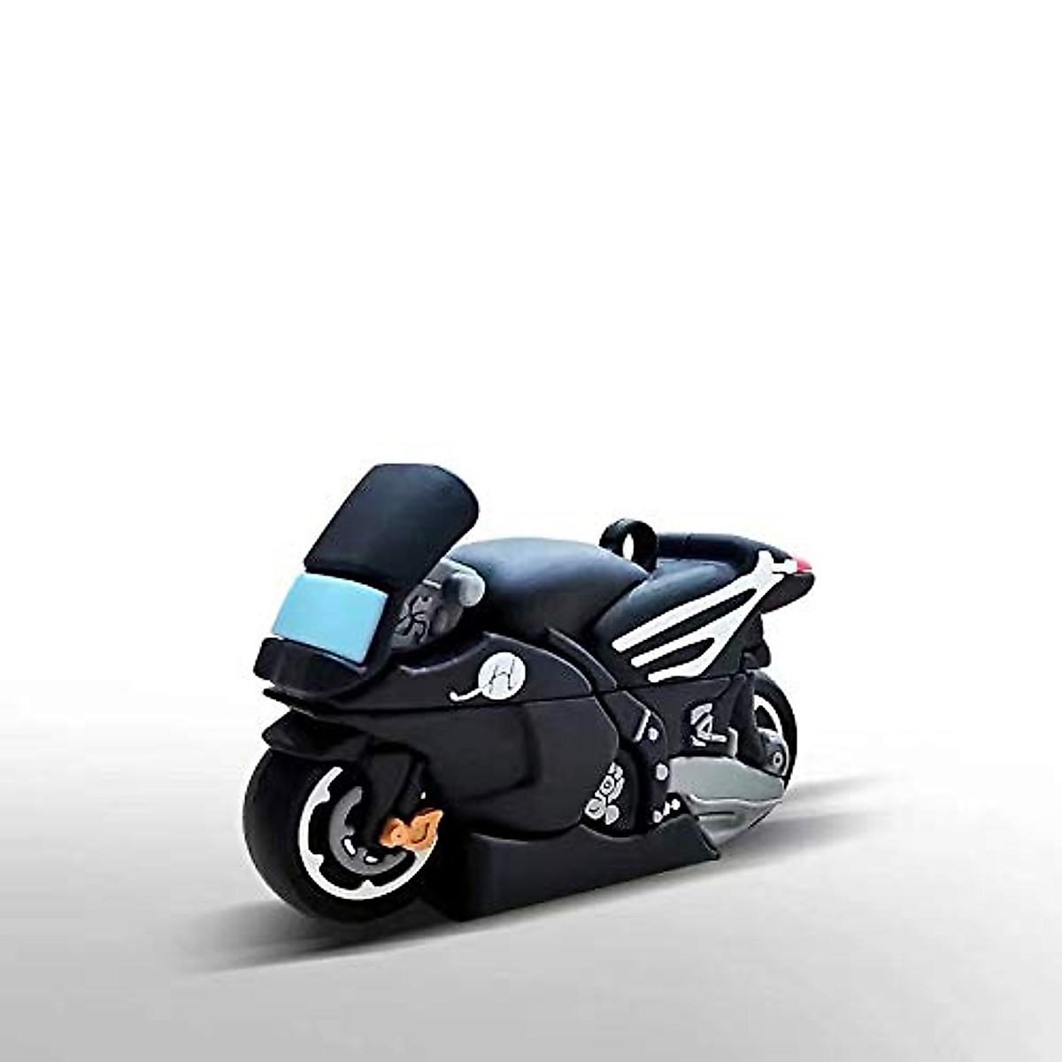 Motorcycle Vehicle Silicone Case Compatible with Airpods Pro Headphones Cover with Keychian for Mens Boys TeenagersBlack(Glow in Dark