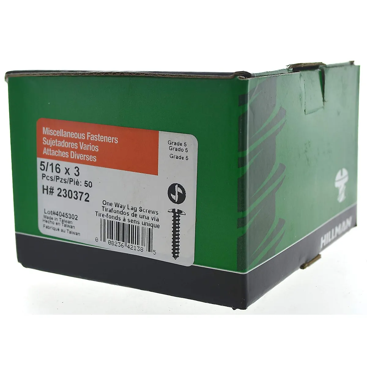 Hillman Heat-Treated One-Way Lag Screw 5/16" x 3", 230372, Black