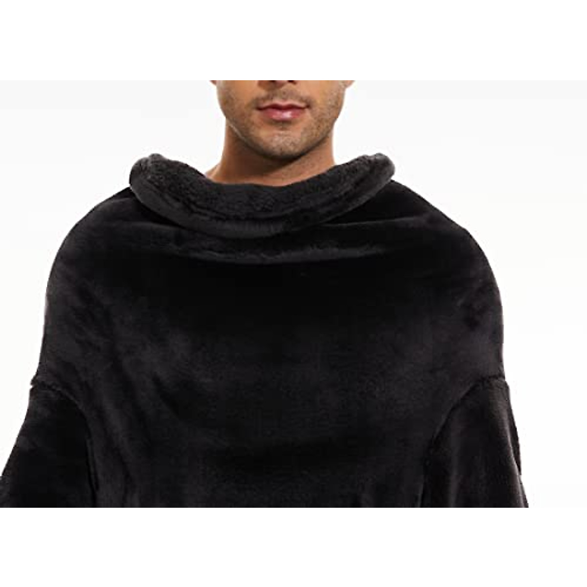 TITIZLK Wearable Blanket Adult, Super Soft Faux Fur Throw Blanket, 61x80, with a Foot Pocket, Large, Blanket with Sleeves, (Black, 62x80)