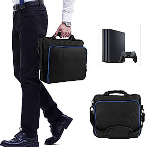 Travel Carrying Case, Portable Storage Bag Organizer for PS4 & PS4 Systems Multifunctional Travel Storage Bag Handbag/Shoulder Bag for Play Station VR Gear Console Equipment, Black