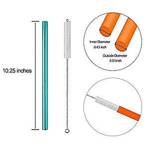 Extra Wide 0.51 inches Reusable Hard Smoothie Straws, Great for Bubble Tea, Boba Tea Milkshakes,10.25 Inches Long, 8 Pieces Jumbo Eco-Friendly Plastic Straws 2 Cleaning Brushes 1 Storage Bag BPA Free