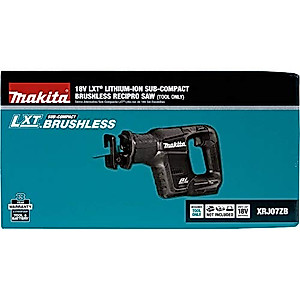 Makita XRJ07ZB 18V LXT Lithium-Ion Sub-Compact Brushless Cordless Recipro Saw, Tool Only