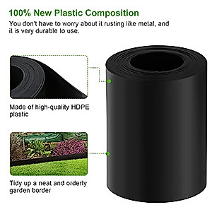 Doniks 12 Gauge 60 Feet Grass Weed Barrier Landscape Edging 10 inch Depth Flexible Border Roll Lawn Landscape Garden Edging for Backyard Driveway Path Sidewalk