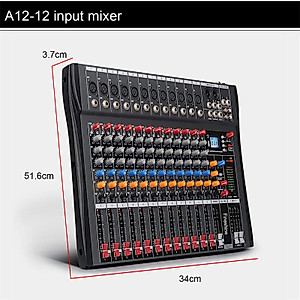 Fineshine 8/12/16 Channel Audio Mixer Sound Mixing Console with Bluetooth USB,PC Recording Input, XLR Microphone Jack, 48V Power, RCA Input/Output for Professional and Beginners (12 channel)