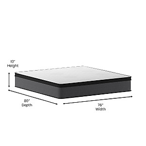 EMMA + OLIVER Astor Euro Top Hybrid Mattress - King Size - Individual Pocket Springs - Certi-PUR US Certified Foam - Pressure Relieving - Mattress in a Box
