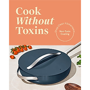 Caraway Nonstick Ceramic Sauté Pan with Lid (4.5 qt, 11.8") - Non Toxic, PTFE & PFOA Free - Oven Safe & Compatible with All Stovetops (Gas, Electric & Induction) - Navy