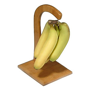 Creative Home Solid Natural Bamboo Banana Fruit Hanger Stand, Natural Finish