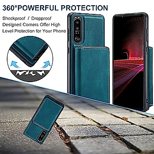 Asuwish Phone Case for Sony Xperia 1 III 3 / Experia1iii 5G Wallet Cover with Tempered Glass Screen Protector and Credit Card Holder Zipper Stand Leather Cell Experia 1III 5G XQ-BC72 Women Men Blue