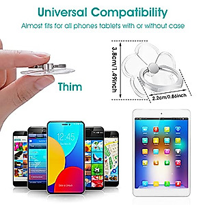 Cobee Finger Kickstand Cell Phone Ring, 2pcs Flower Shaped Transparent Phone Ring Holders, Bling Phone Ring Holder, 360 Degree Rotation Clear Glitter Finger Mount Cell Phone Finger Holder