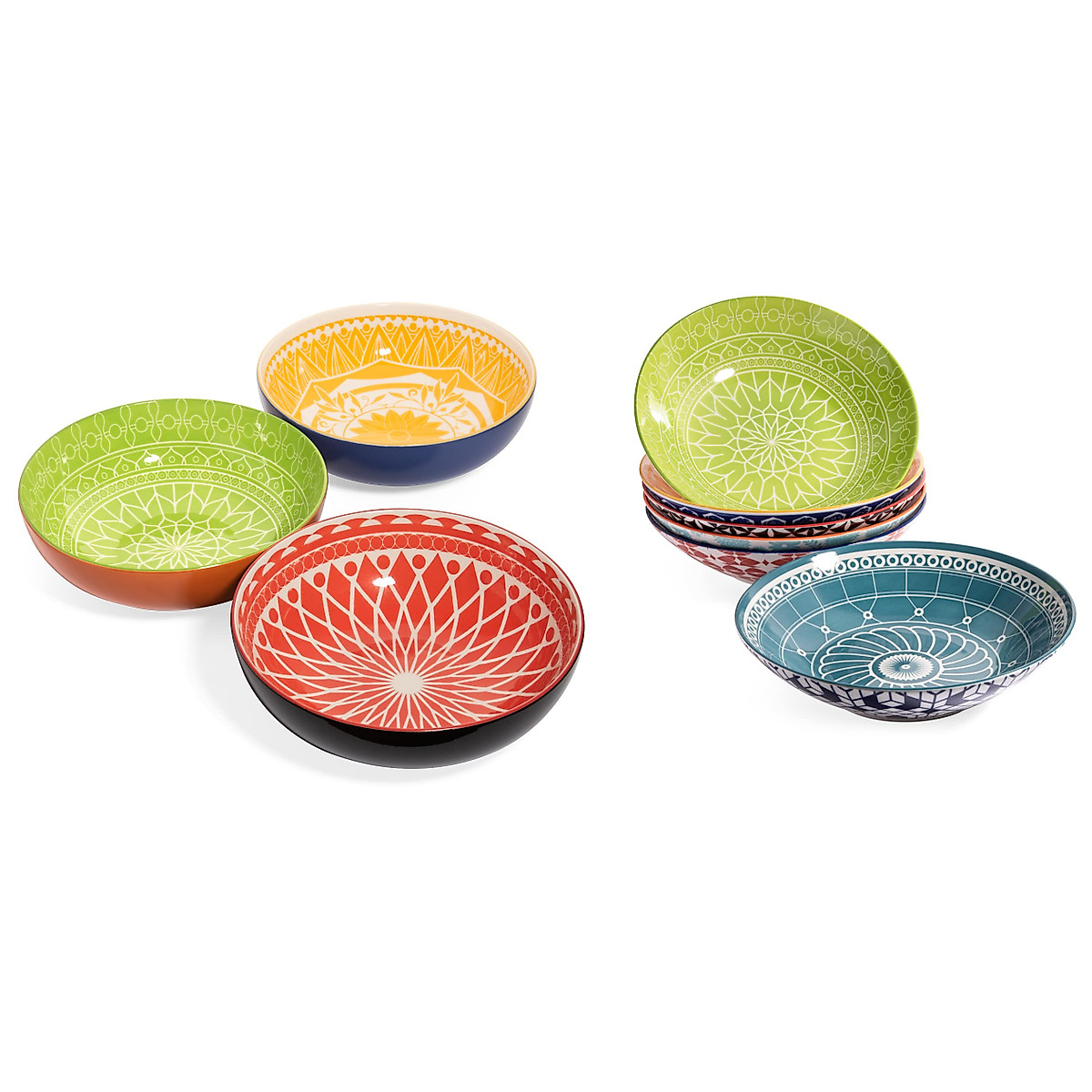 Annovero Serving Bowls (72 oz capacity), Pasta Bowls (42 oz capacity), Large Bowls for Soup or Salad, Set of 6 Each, Bundle