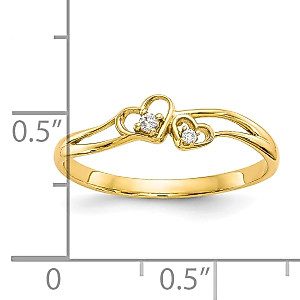 IceCarats 10K Yellow Gold Cubic Zirconia CZ Double Heart Love Ring Size 7