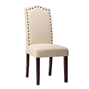 NOBPEINT Dining Chair Upholstered Fabric Dining Chairs with Arched Backrest,Set of 2(Beige)