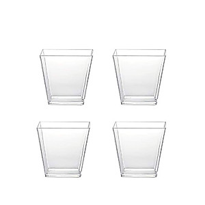 Sohapy 40 Pack 5 oz Tall Square Food Grade Clear Plastic Dessert Tumbler Cups for Tiramisu,Cakes,Ice cream,Parfait, Dip, Sundaes,and Cookies(40)