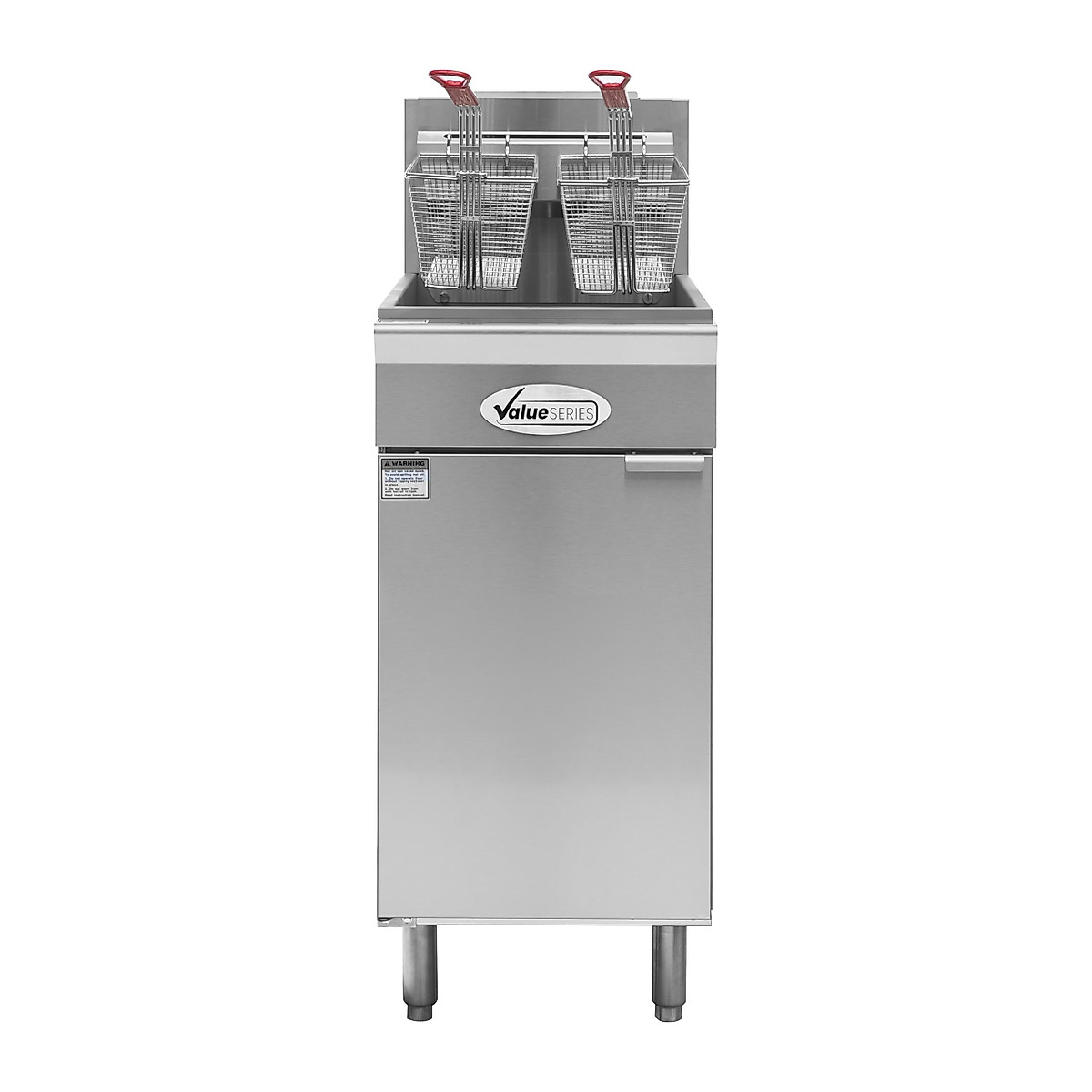 Value Series Commercial Deep Fryer 40 lb. Stainless Steel Floor Fryer for Restaurants, 3 Heating Tubes, 90,000 BTU, Natural Gas Powered (29R-001-NAT)