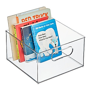 mDesign Deep Plastic Stackable Storage Organizer Container Bin, Household Organization for Cabinet, Counter, Drawer, Cubby, and Cupboard, Holds Clothing, Linens, Toys, 2 Pack, Clear