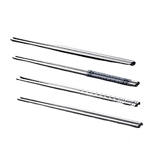 Galand Chopsticks Traditional Chinese Metal Chopsticks Easy Cleaning Electroplating Practical Portable 4 Pair, XX-Small, Multicolor