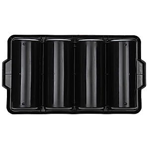 RW Clean 21.9 x 14.2 x 3.5 Inch Silverware Organizer, 1 Crack-Resistant Cutlery Tray - 4 Compartments, Built-In Handles, Black Plastic Utensils Drawer Holder, Wrap-Resistant, For Kitchen Organization