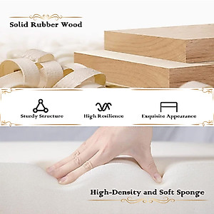 Bonzy Home Tufted Extra-Long Entryway Bench, 47” French Vintage Bedroom Benches Upholstered Dining Benches, Fabric End of Bed Bench for Bedroom Dining Room Living Room Entryway, Beige