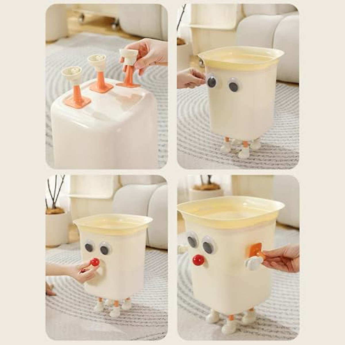 LEADSDGE Trash Bin DIYs Kitchen Container Bin Funny Large Eye Trash Bin Garbage Can For Office Kids Bedroom Bathroom Home Decorations