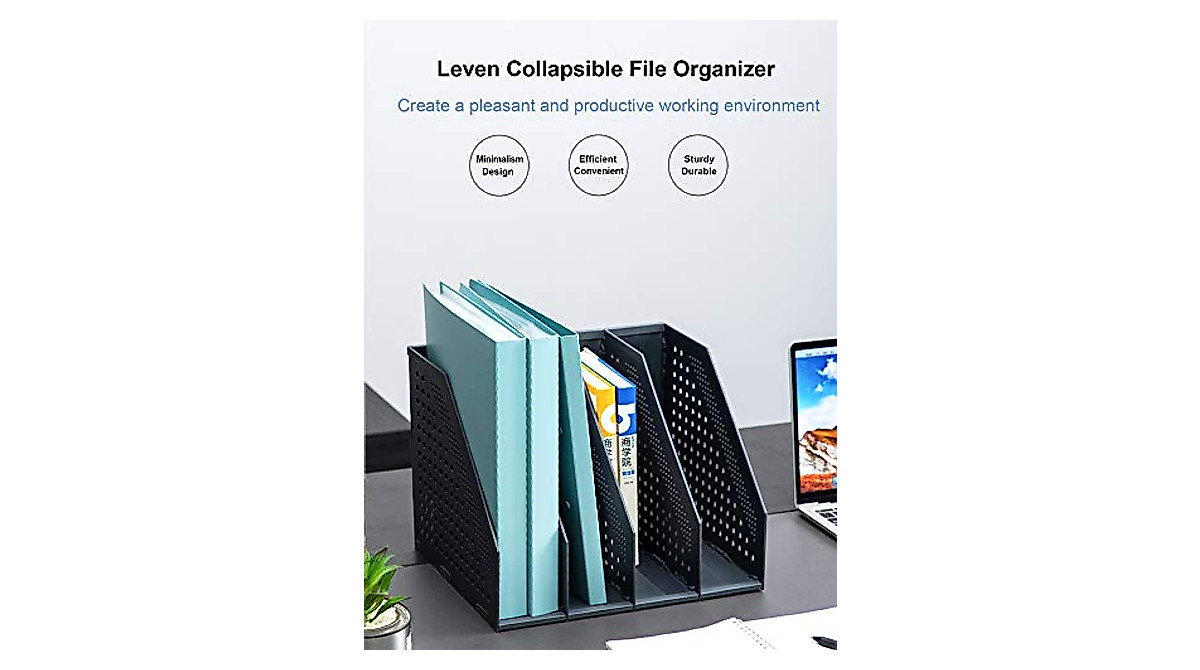 Leven/Deli Collapsible Magazine File Holder for Office & Home Organization