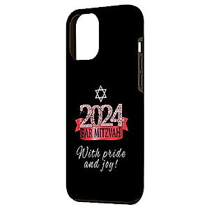 iPhone 13 Pro Max Bar Mitzvah 2024 I With Pride & Joy I Red Banner Decor Case
