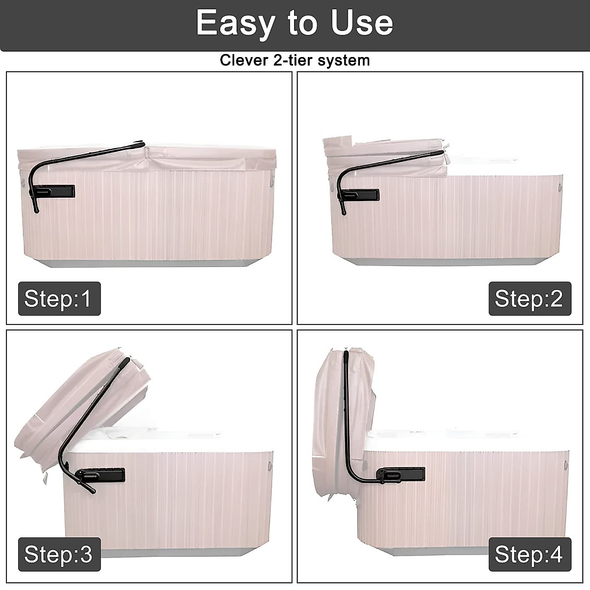 REGMICS Spa Cover Lifts - Pivot Top Mount Spa & Hot Tub Cover Lift Removal System Reinforced Brackets with 3 Hook Towel Rack Fits Most Spas & Hot Tubs