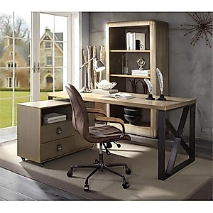 Acme Jennavieve Rectangle Writing Desk with Metal Base in Gold Aluminum