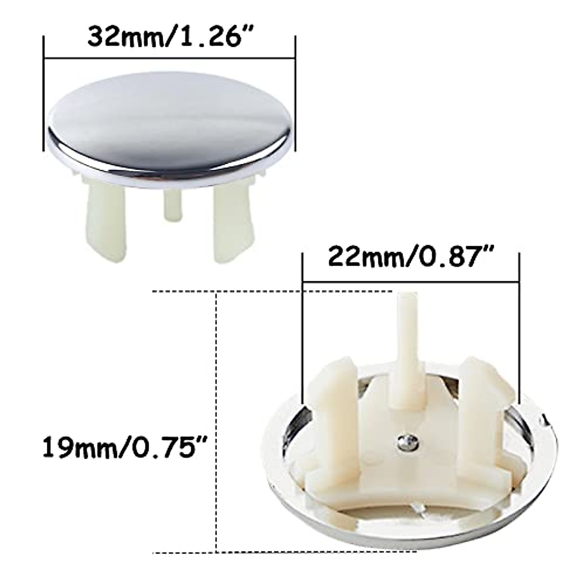 4 Pack Sink Overflow Covers Bathroom Kitchen Basin Trim Single Layer Ring Round Hole Caps Insert Spares for Home Shopping Malls Kitchen Bathroom Silver Tone