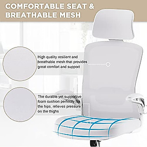 Mimoglad Office Chair, High Back Ergonomic Desk Chair with Adjustable Lumbar Support and Headrest, Swivel Task Chair with flip-up Armrests for Guitar Playing, 5 Years Warranty