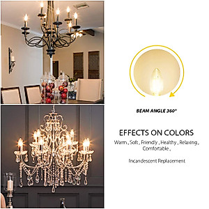 LVWIT B11 LED Edison Filament Bulb Dimmable 4.5W (60W Equivalent), E12 Candelabra Base 2700K Warm White Candle Light Bulb, UL-Listed (12 Pack)