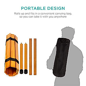 Best Choice Products 28x28in Foldable Indoor Outdoor All-Purpose Portable Wooden Table for Picnics, Camping, Beach, Tailgating, Patio, Kitchen, Living Room w/Carrying Case - Brown