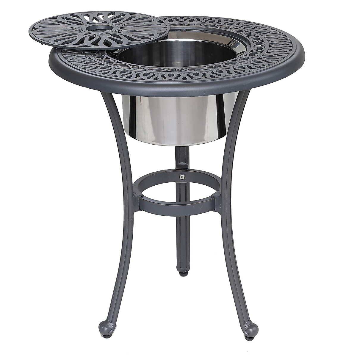 Must-Have Athens Collection 22-Inch Round Ice Bucket Table - Outdoor Patio Side Table with Built-in Ice Bucket: Stylish, Durable, All-Weather Resistant, and Versatile!