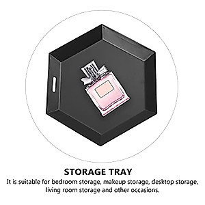 KESYOO Ottoman Tray Metal Serving Tray Vintage Hexagon Wrought Iron Towel Stand Holder for Perfume Jewelry Comestics Coffee Candle Bath Vanity Bathroom Kitchen Wedding Decor