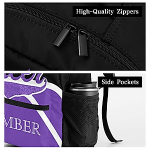 SunFancyCustom Star Cheerleaders Cheer Purple Backpack Personalized Daypack Laptop Travel Hiking Bag with Name