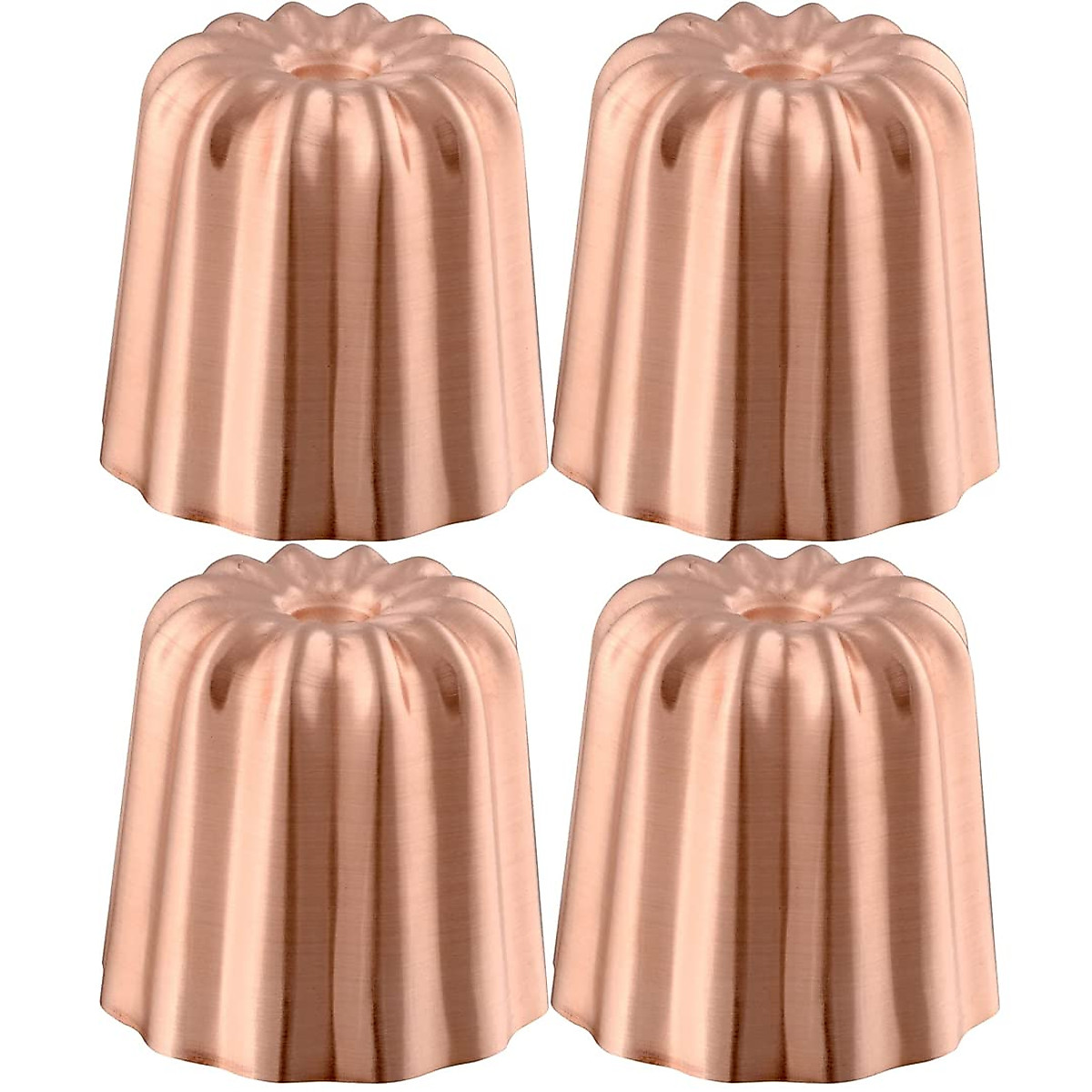 Mauviel M'Passion 4-Piece Copper Tinned Canele Mold Set, 1.8-in, Made in France