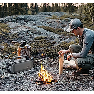 Alpatronix IPX6 Waterproof Stereo Bluetooth Speaker 80W (100W Max), Portable Wireless, 12000mAh Power Bank, Handsfree, Shockproof, TWS, Subwoofer, TF & Flash Card, NFC, AX600, Indoor & Outdoor – Black