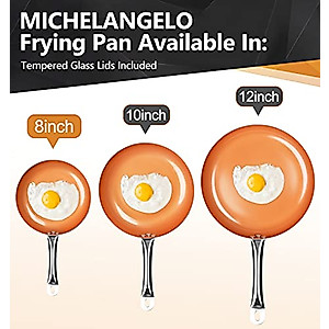 MICHELANGELO Small Frying Pan with Lid, 8 Inch Frying Pan Nonstick, Copper Frying Pan with Ceramic Coating, Small Nonstick Frying Pan, 8 Inch Copper Skillet with Lid, Small Fry Pan, 8 Inch Copper Pan