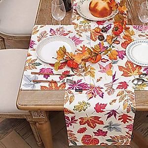 HARORBAY Farmhouse Table Runner 13 x 72 Inch, Decor Table Runners, Rustic Dresser Scarf for Dinning Table,Kitchen Decoration,Holiday Parties Spring Autumn (Maple Leaf)