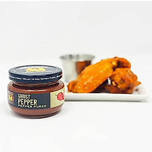 Ghost Pepper - Louisiana Pepper Exchange - Fresh Pepper Replacement (Ghost Pepper Puree) 1 Jar - Plant-Based, Gluten-Free, Simple Ingredients. Super hot chili pepper, great for hot wings, add to BBQ Sauce, Bloody Mary