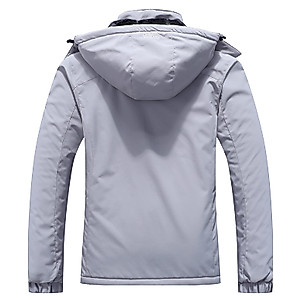 Pooluly Women's Ski Jacket Warm Winter Waterproof Windbreaker Hooded Raincoat Snowboarding Jackets Light Gray-S