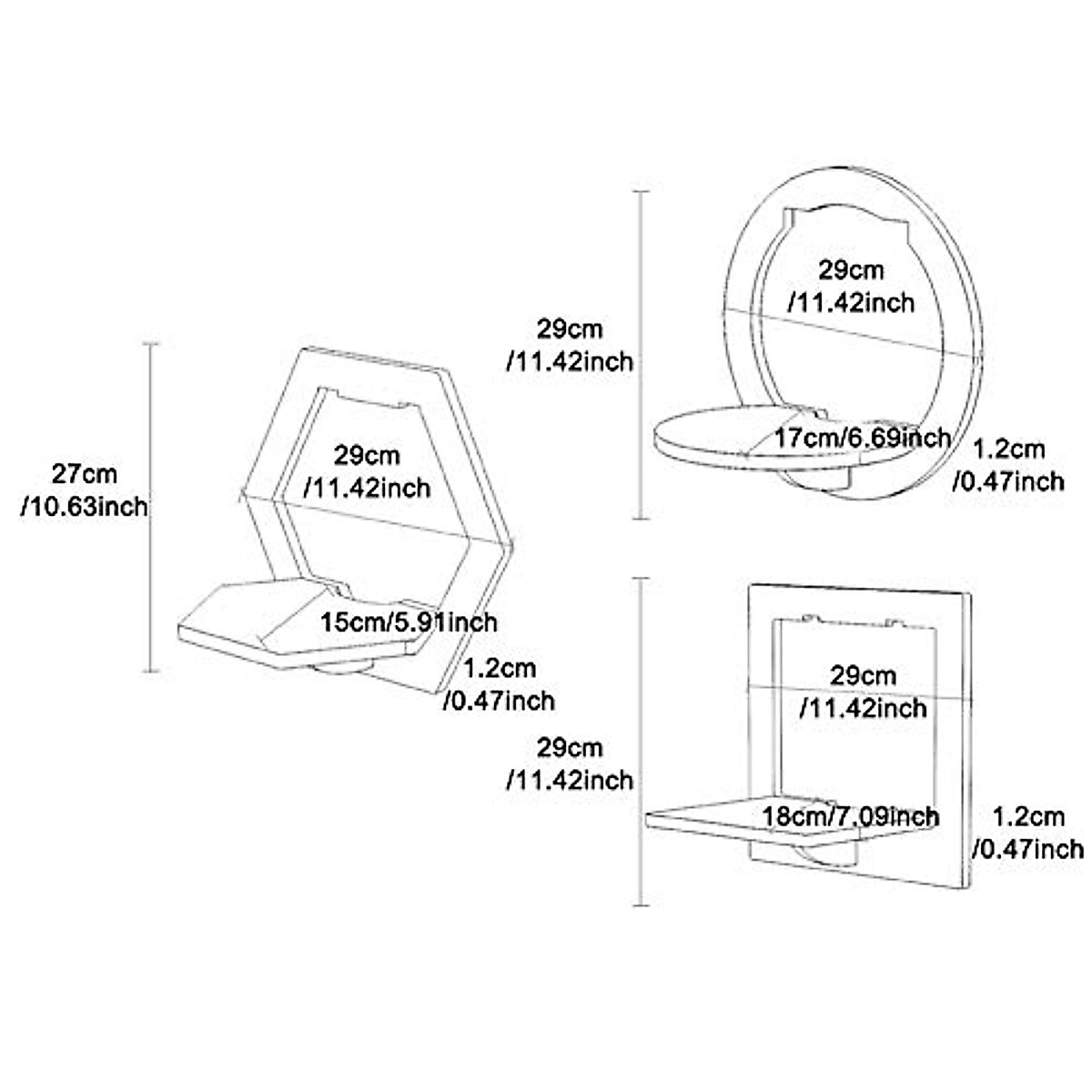 DENPETEC Command Strip Shelf Upgrade White for Wall Drill Free Modern Wall Mount Shelf Universal Small Wall Rack for Security Cameras, Baby Monitors, Home Ornament Storage Hold(Hexagon)
