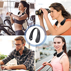 MQFORU Portable Neck Fan, Hands Free Bladeless Personal Fans - 3 Speeds, 64Air Outlet, Up to 8Hrs Use Time, 360°Cooling USB Rechargeable Wearable Fan for Office Camping Sports Travel (Black)