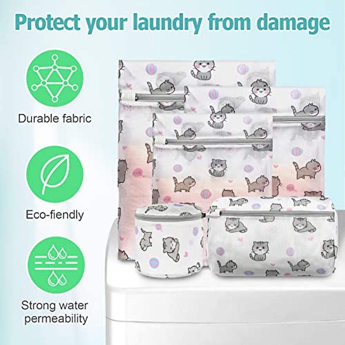 YUNHEGONG Mesh Laundry Bags for Delicates, 5 Pcs Fine Mesh Wash Bag for Lingerie, Bra, Underwear, Garment, Silk, Socks