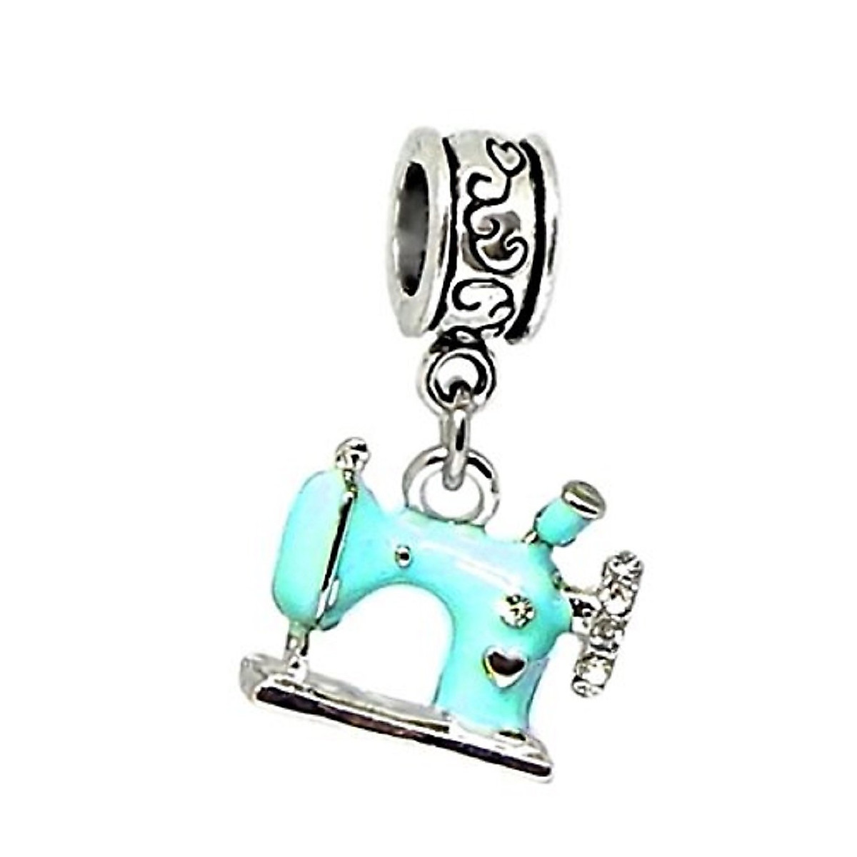 Dangle Blue Sewing Machine Charm Bead