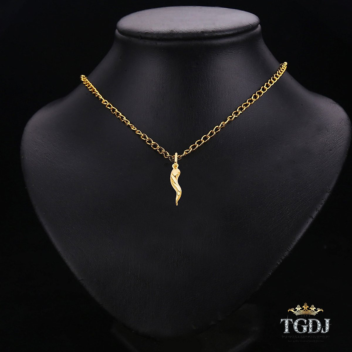 Italian Horn Pendant, 23x8 mm 14k Yellow Gold Twisted Cornicello Necklace, High Polished, Good Luck Charm