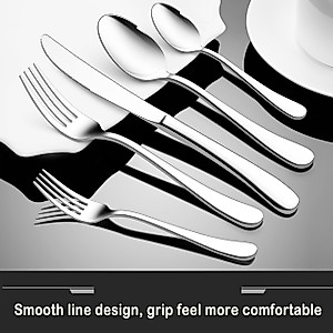 Heavy Duty Silverware Set, HaWare 40-Piece Stainless Steel Utensils Include Knives Forks Spoons Service for 8, Metal Thickness Flatware Set for Home Restaurant, Mirror Polished, Dishwasher Safe